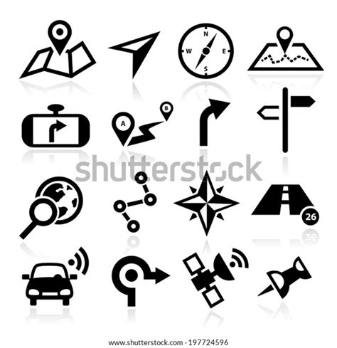 Collection Vector Navigation Icons Maps Location Stock Vector Royalty Free
