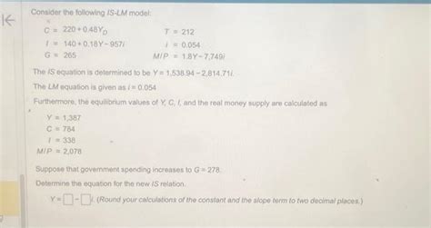 Solved Consider The Following IS LM Model Chegg Com