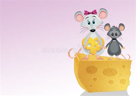 Illustration Of Little Mice With Cheese Stock Illustration