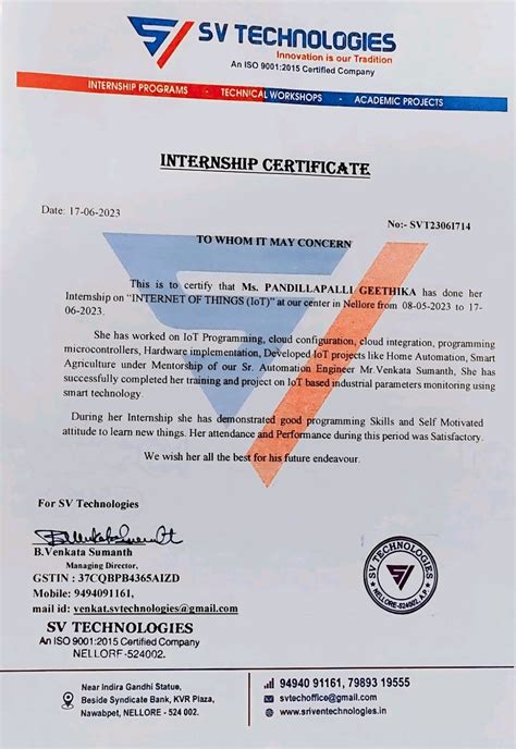 Geethika Reddy On Linkedin Iot Internship Techenthusiast Careergoals