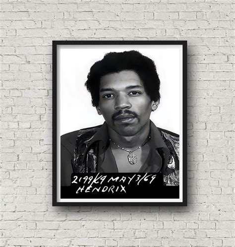 Jimi Hendrix 1969 Mugshot Famous Mugshots Jimi Hendrix Print Retro