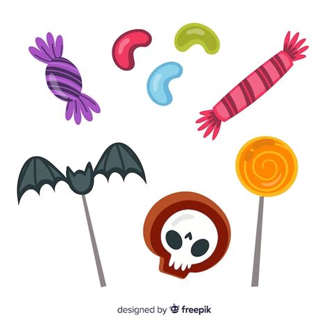 Free Vector Trick Or Treat Candies For Halloween On White Background