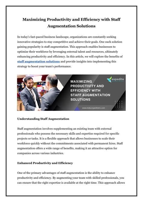 Ppt Maximizing Productivity And Efficiency With Staff Augmentation