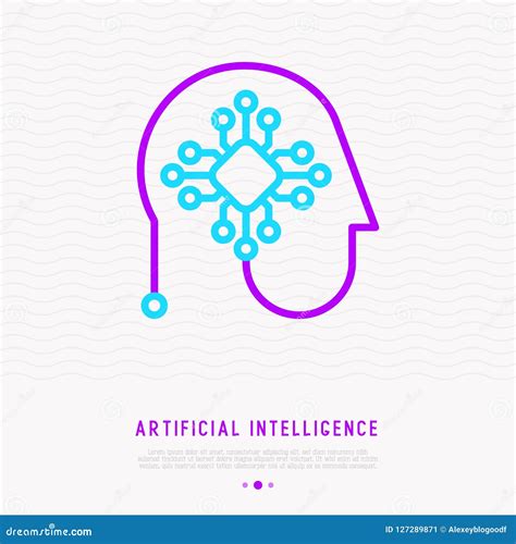 Artificial Intelligence Thin Line Icon Stock Vector Illustration Of