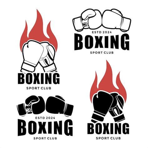 Logotipo Do Clube Desportivo De Boxe Preto E Branco Vetor Premium