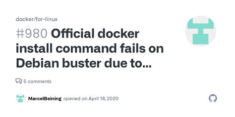 Official Docker Install Command Fails On Debian Buster Due To Hash Sum