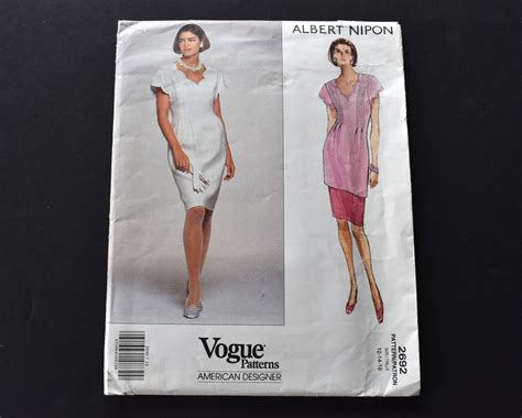 Vogue Pattern Albert Nipon 2692 Dress 1991 Uncut Size 12 14 16 Etsy