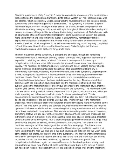 Stamitzs Op 3 No 2 In D Major A Masterwork Showcasing The Transition From Baroque To