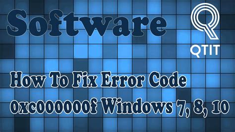 How To Fix Error Code 0xc000000f Windows 7 8 10 QTitOfficial YouTube