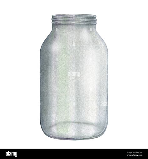Glass Jar Watercolor Hand Drawn Clipart Isolated On White Background
