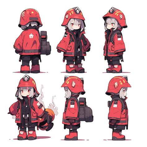 Premium Photo Colorful Male Firefighter Chibi Kawaii Fire Station Chief Firefighter Anime