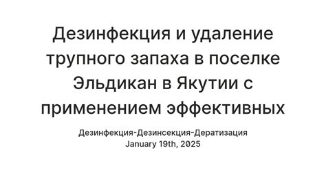 Дезинфекция и удаление трупного запаха в поселке Эльдикан в Якутии с