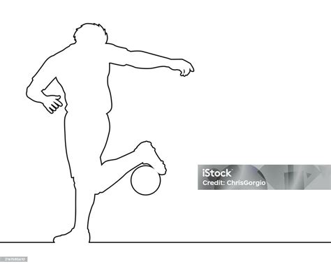 Soccer Football Player Line Silhouette Outline Stock Illustration