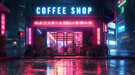Download Coffee Shop Rainy Night Royalty Free Stock Illustration