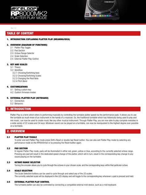 Reloop Rp 8000 Mk2 Platter Play Mode Pdf Scale Music Mode Music