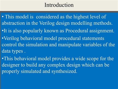 Lect 7 Verilog Behavioral Model For Absolute Beginners Pptx Programming Languages Computing