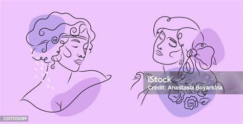 아름 다운 소녀의 실루엣 세트입니다 흰색 배경에 고립 된 벡터 그림입니다 검은색에 대한 스톡 벡터 아트 및 기타 이미지 검은색 그리기 꽃 식물 Istock