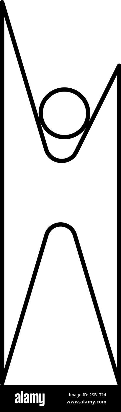 Symbol Humanism Strong Person Happy Man Contour Outline Line Icon Black