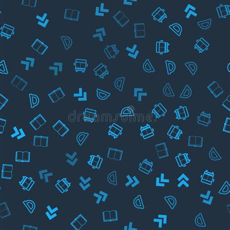 Set Arrow Bus Protractor Grid And Open Book On Seamless Pattern Vector Stock Vector