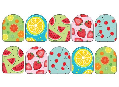 Omnipod Fabric Stickers For Surface Of Pod L 10 Pack Fruits Omnipod Sticker Omnipod Patch