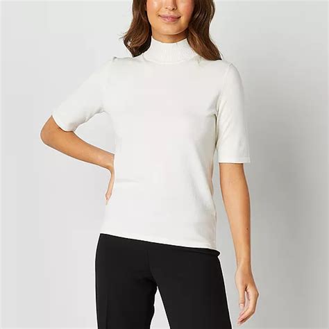 Ep Modern By Evan Picone Womens Elbow Sleeve Mock Neck Top Color
