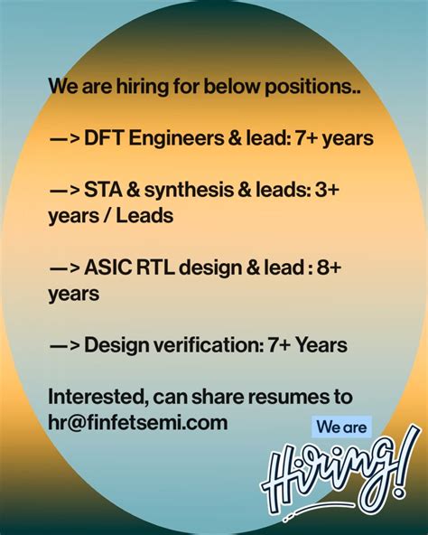Finfet Semiconductor Private Limited On Linkedin We Are Hiring