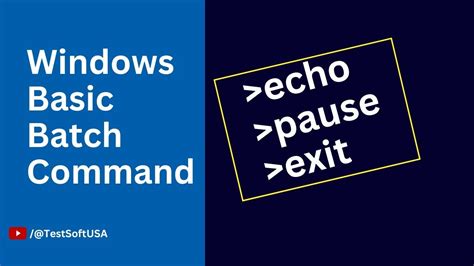 How To Execute Basic Batch File Commands Echo Pause And Exit Youtube