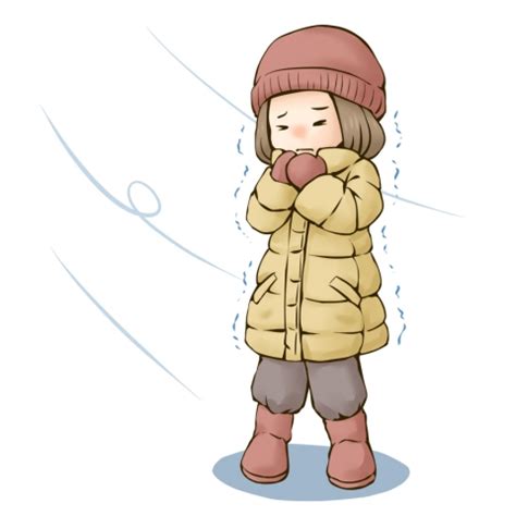 寒くて凍えて辛そうにしている女性のイラスト 無料イラストのIMT 商用OK加工OK