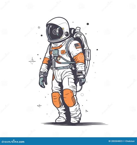 Astronaut In Spacesuit Fling Cute Drawing Astronaut Stock Vector