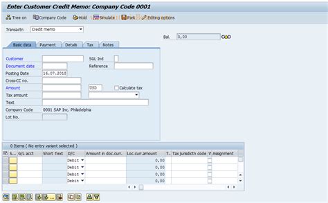 Fb Sap Tcode Enter Outgoing Credit Memos