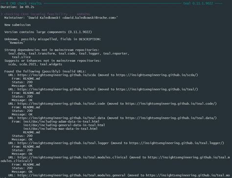 R Cmd Check Result · Issue 728 · Insightsengineeringteal · Github