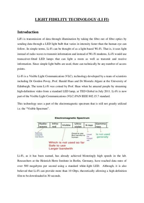 Light Fidelity Technology Li Fi