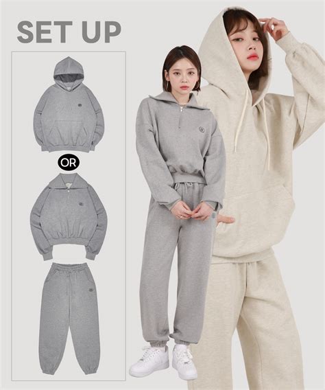당일출고 SET 크롭 반집업 or 후드 선택 이지데이 트레이닝 셋업