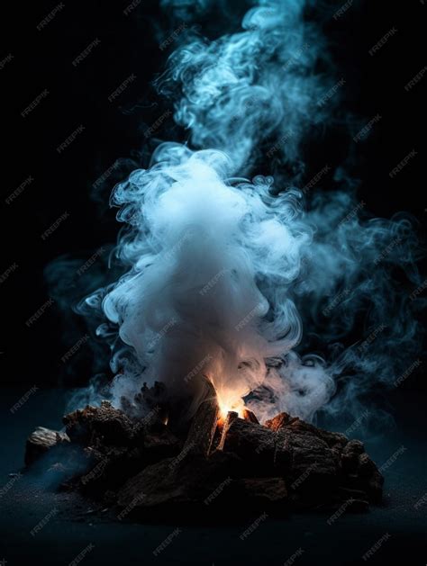 Premium Photo Smoke Billowing From A Fire In The Dark With A Black