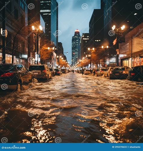 A Flooded City Street Or The Aftermath Of The Flood Stock Illustration