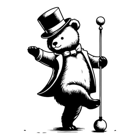Premium Vector Dancing Bear With A Circus Hat