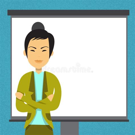 Asian Business Woman With Flip Chart Copy Space Seminar Training Conference Brainstorming