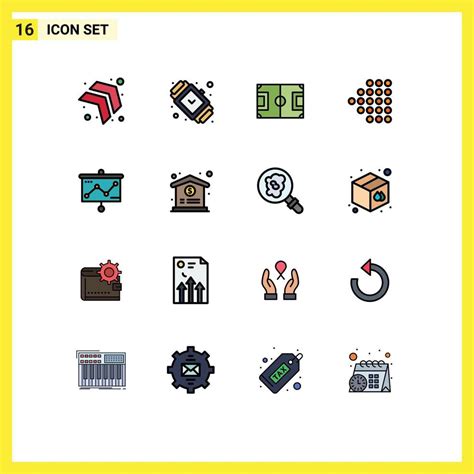 Pack Of 16 Modern Flat Color Filled Lines Signs And Symbols For Web Print Media Such As