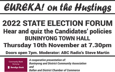 Eureka On The Hustings Ballan And District Chamber Of Commerce