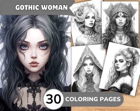 Gothic Woman Coloring Pages Gothic Woman Coloring Book Gothic