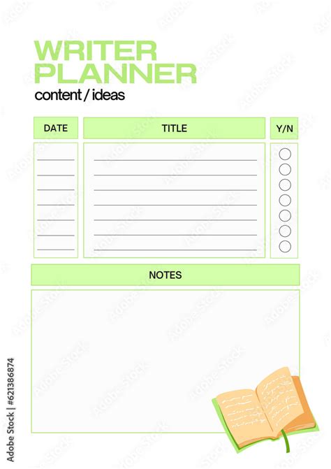Writer Planner Digital Planning Insert Sheet Printable Page Template