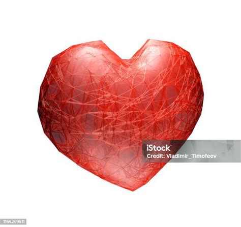흰색 배경에 고립 된 생일 파티에 대 한 단일 큰 빨간색 심장 풍선 개체입니다 3d 일러스트레이션 0명에 대한 스톡 사진 및