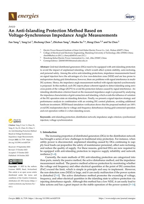 Pdf An Anti Islanding Protection Method Based On Voltage Synchronous