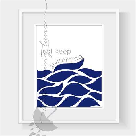 Nursery Wall Art Nusery Decor Just Keep Swimming Printable Etsy