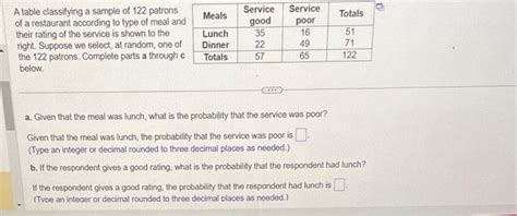 [solved] a table classifying a sample of 122 patrons of a