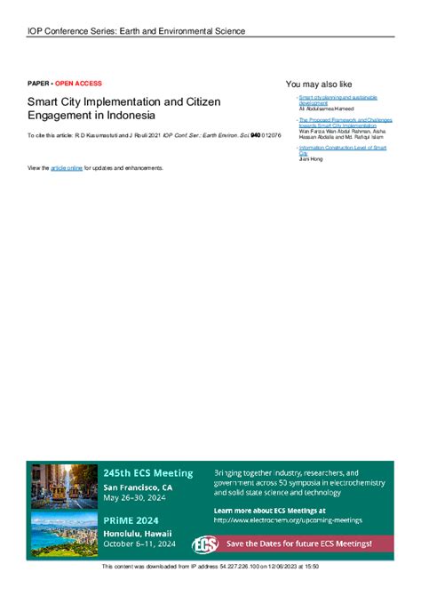 Pdf Smart City Implementation And Citizen Engagement In Indonesia