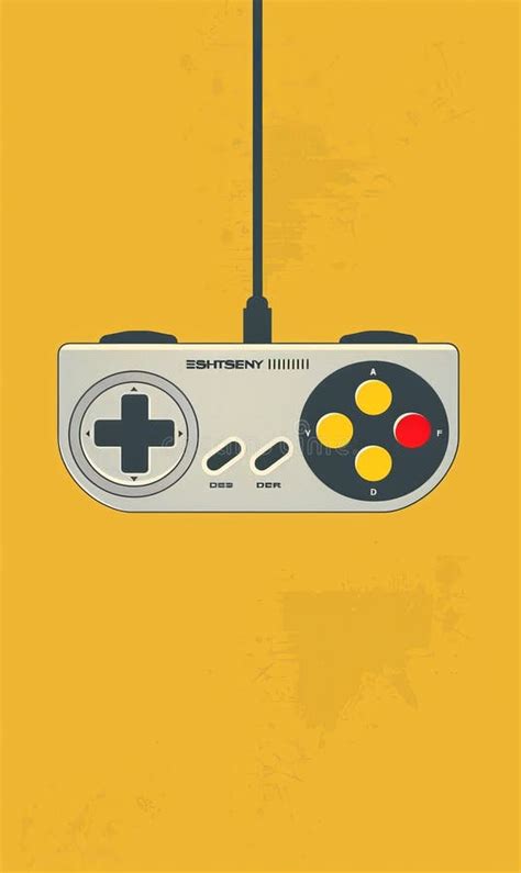 Retro Game Controller Minimalist Graphic Design On Yellow Background