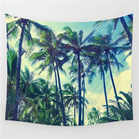 Tropical Palm Trees Wall Tapestry Retro Effect 6 Sizes Grommets