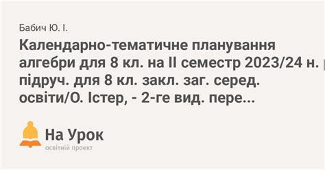 Календарно тематичне планування алгебри для 8 кл на ІІ семестр 2023 24 н р за підруч для 8