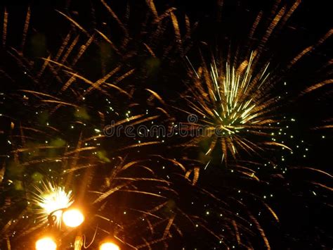 Firework Explosion In The Night Sky Celebrating Happy New Year 2024
